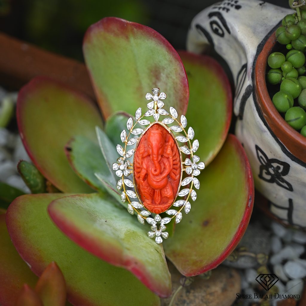 Oval Muga Diamond Brooch - Shree Balaji Diamond