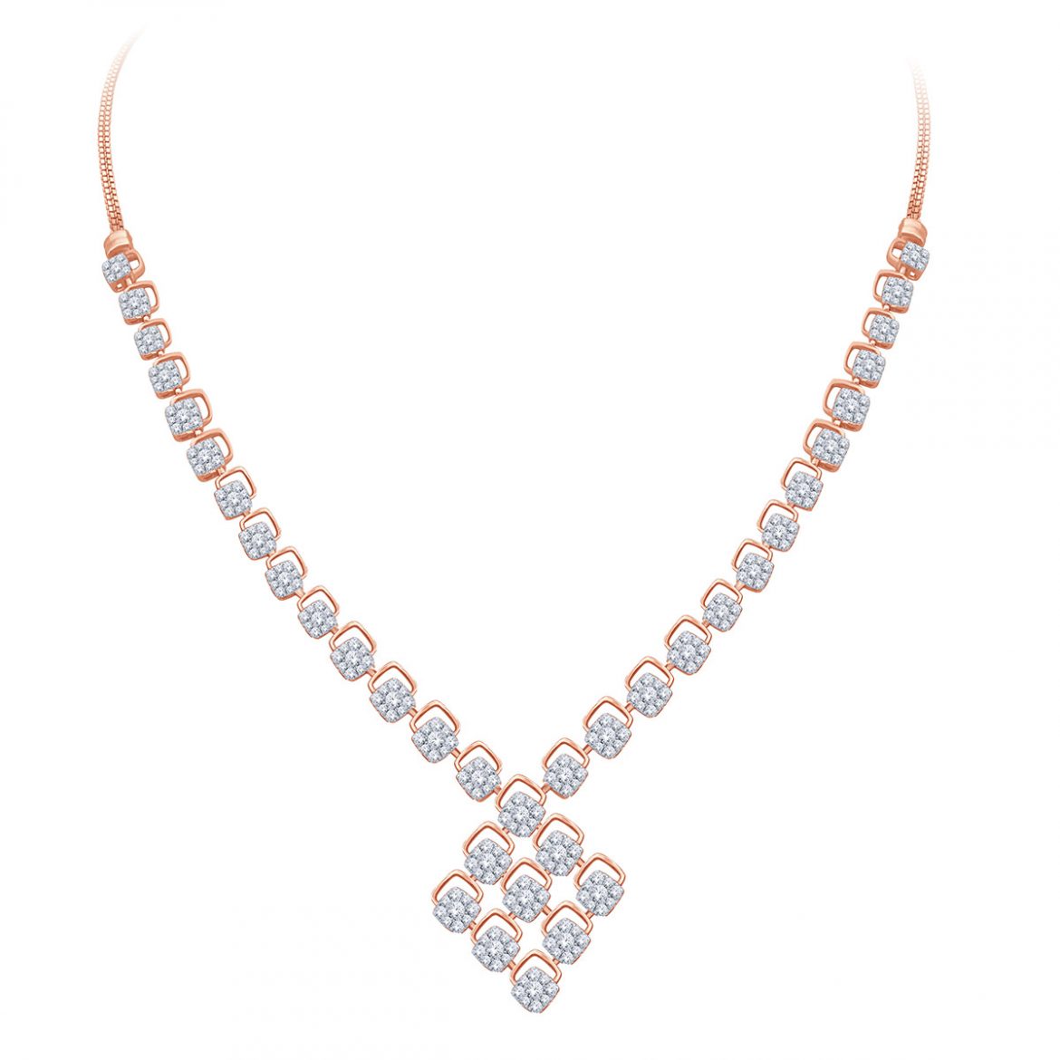 Simple Squared Diamond Necklace - Shree Balaji Diamond