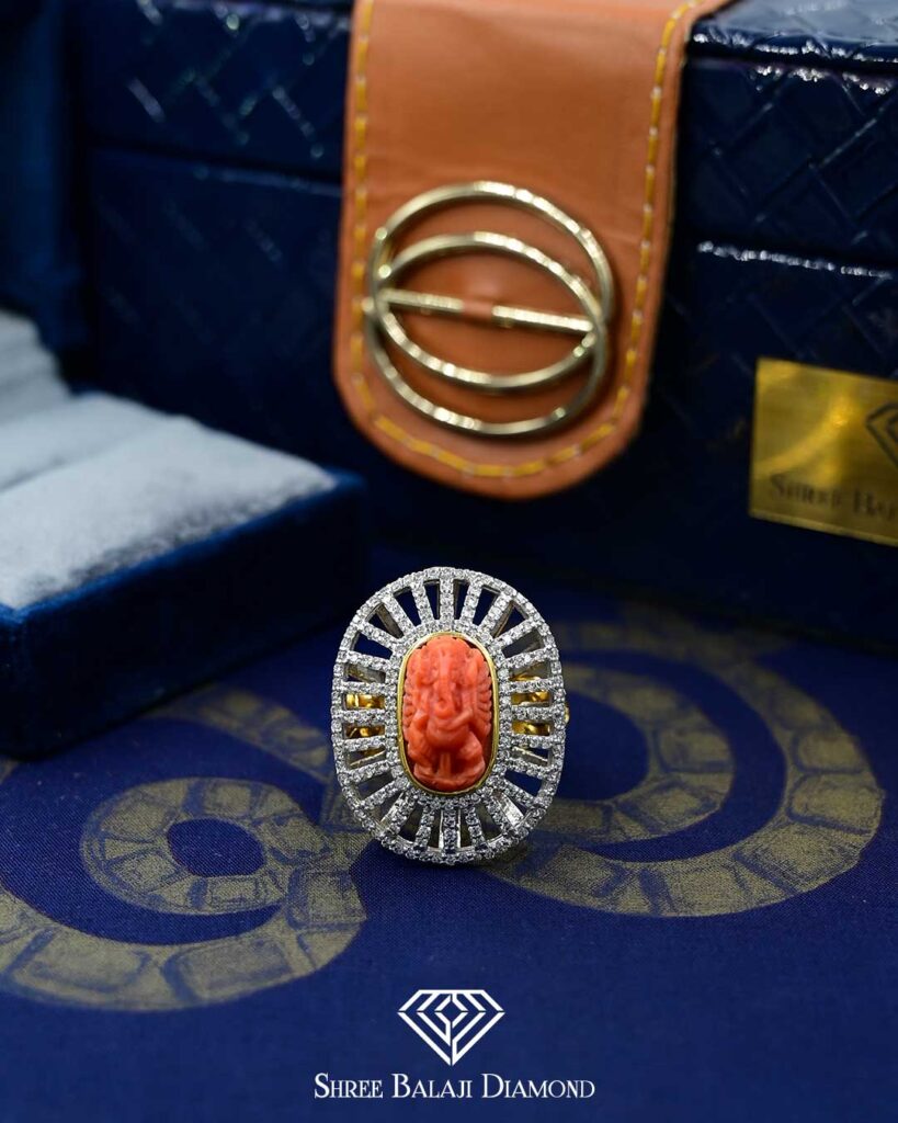 Red Muga Ring - Shree Balaji Diamond